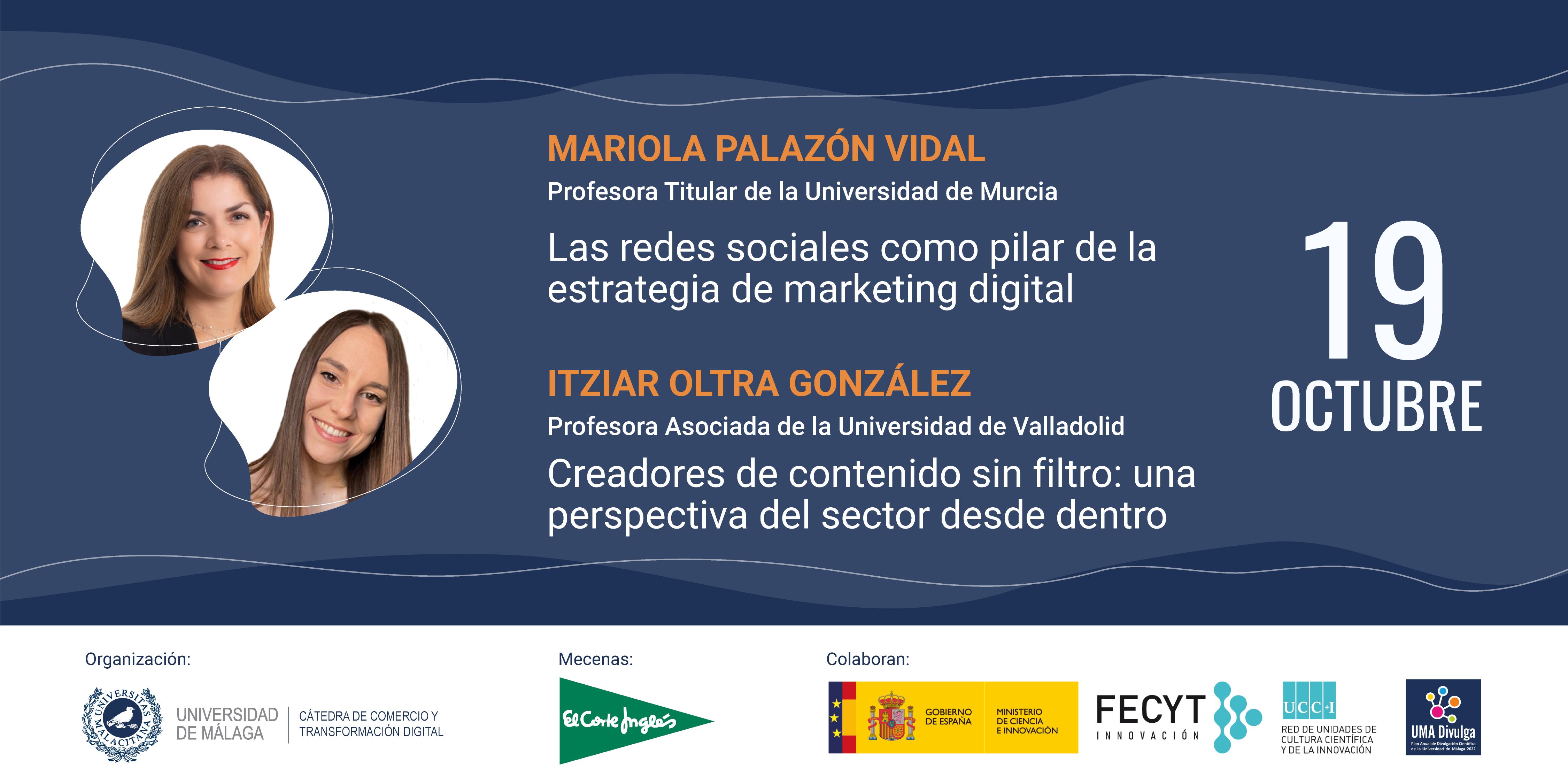 "RRSS como pilar de la estrategia de MD" y "Creadores sin filtro ...